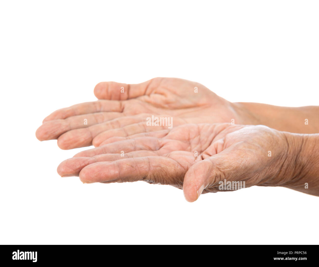 old empty hands open isolated on a white background Stock Photo - Alamy
