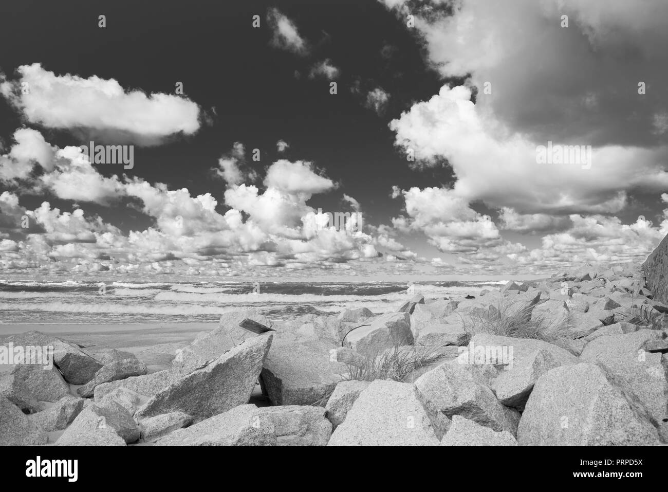 Long exposure coastal photography - clouds, sea and pier Stock Photo ...