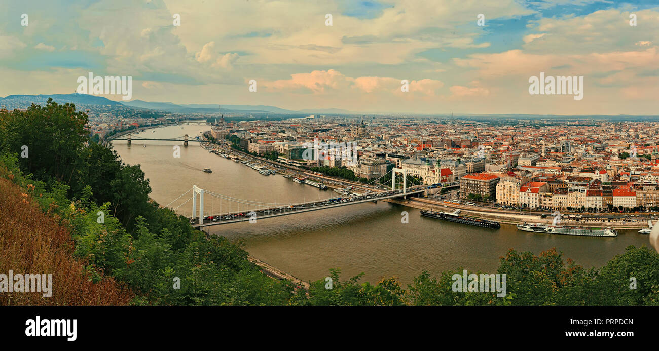 A view of the River Danube and cityscape of Budapest from the Gellert ...