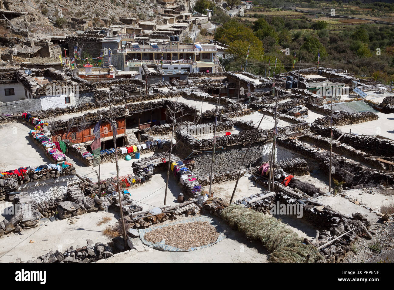 Elevated view of Marpa village, Mustang, Nepal Stock Photo - Alamy