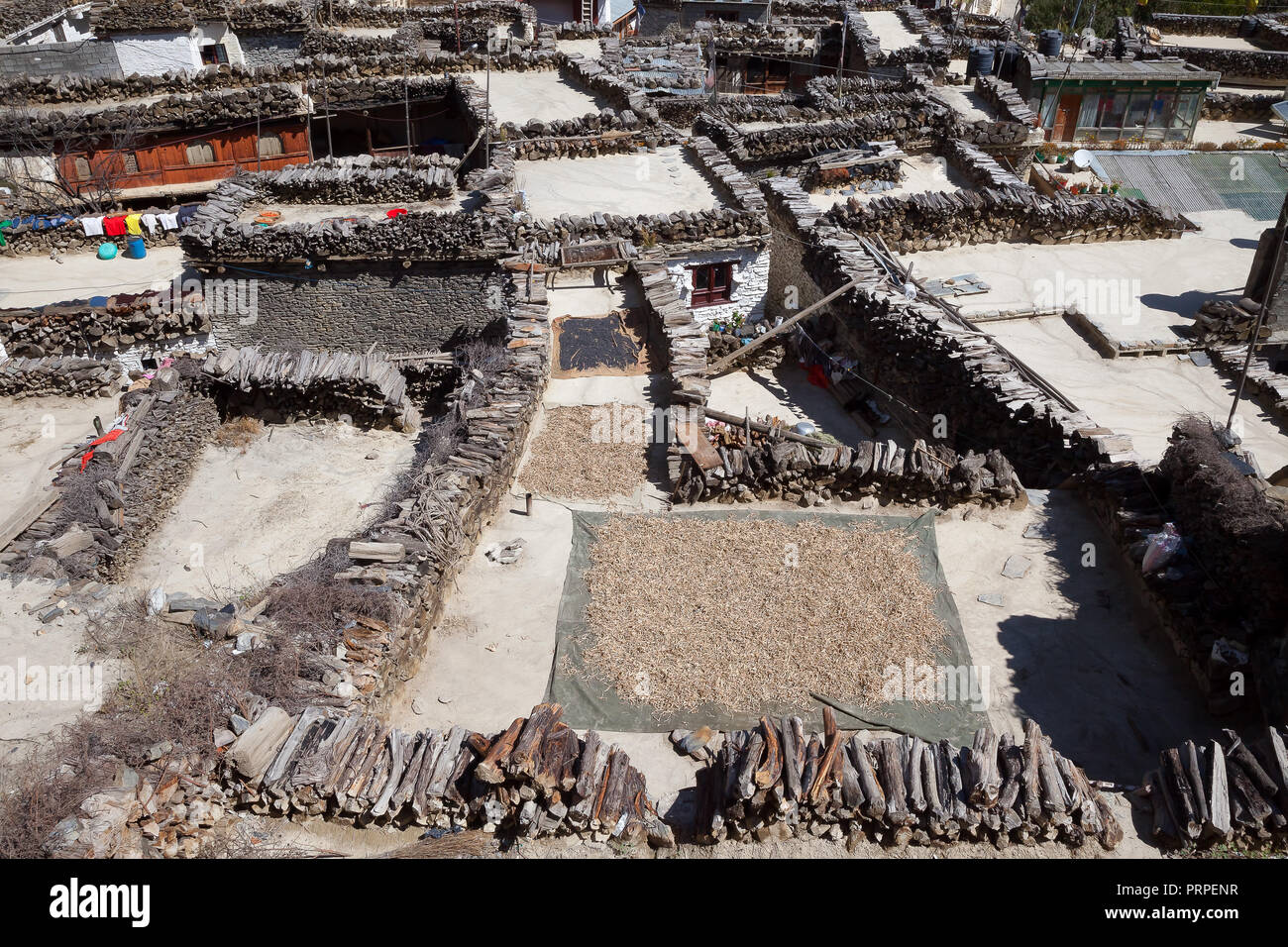 Elevated view of Marpa village, Mustang, Nepal Stock Photo - Alamy