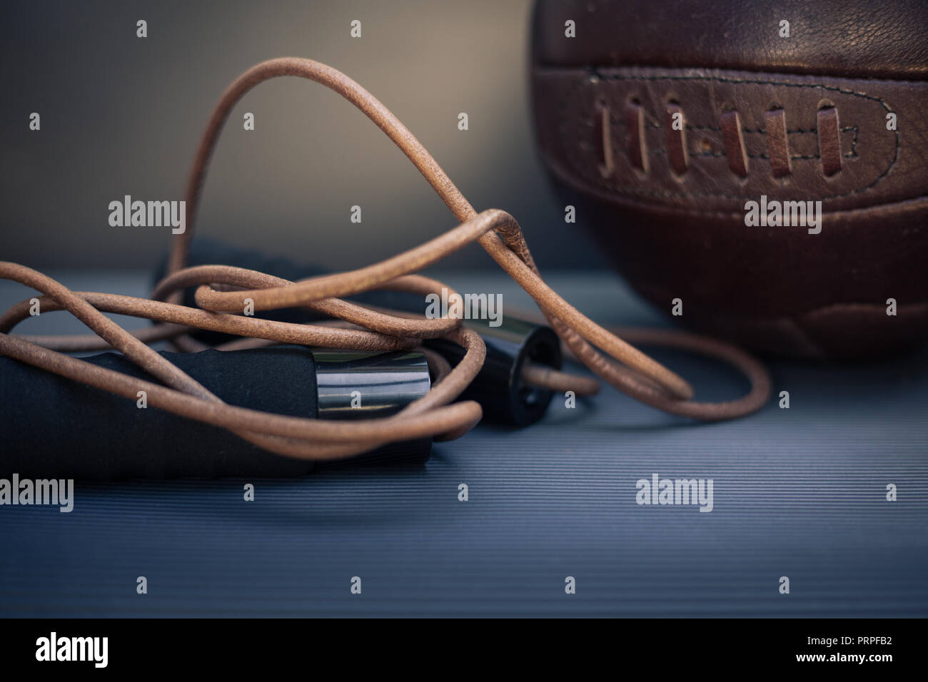 closeup photo of a skipping rope and a soccer ball Stock Photo - Alamy