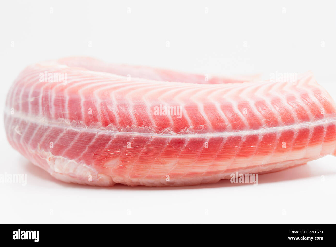 A skinned section of raw bull huss, Scyliorhinus stellaria, prepared ...