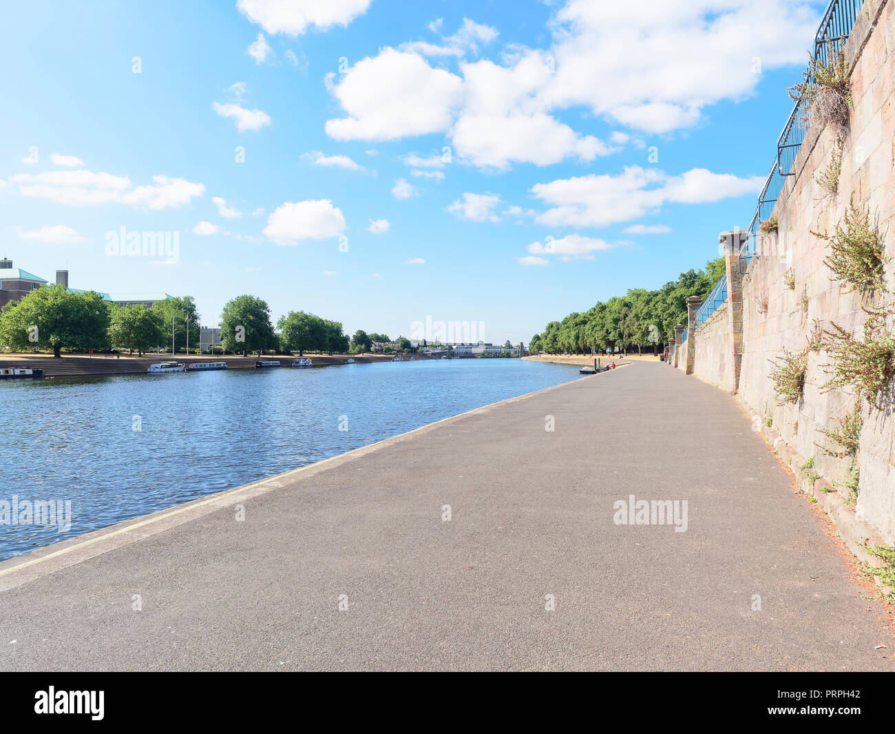 A wide pathway follows the River Trent, in Nottingham, towards Wilford ...