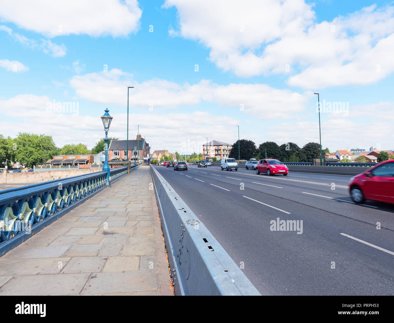 Light traffic on the road across Trent Bridge in Nottingham Stock Photo ...