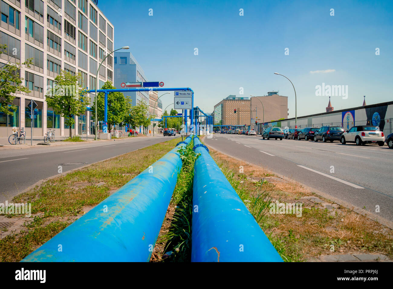 Blue groundwater drainage pipes hi-res stock photography and images - Alamy