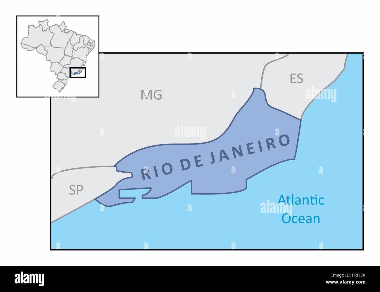 Map of the State of Rio de Janeiro and its location in the Brazilian ...