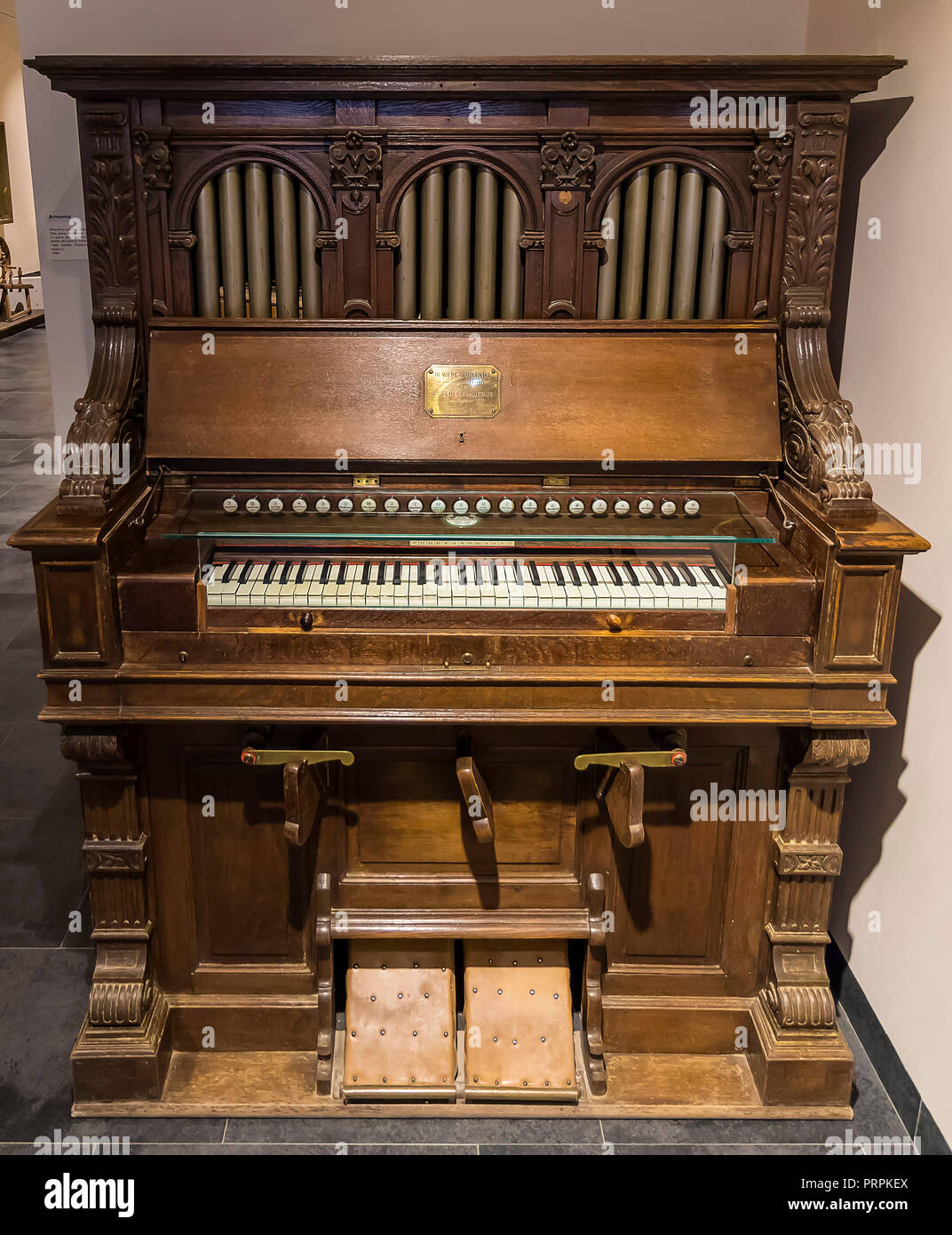 Alba de Tomes, Salamanca, Spain - October 7, 2017: Church pipe organ in ...