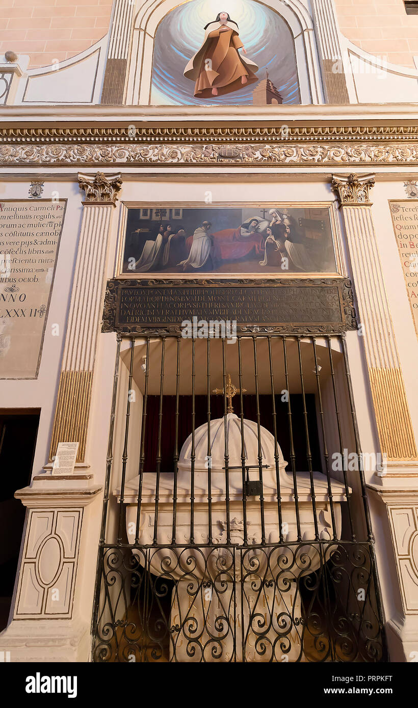 Alba de Tomes, Salamanca, Spain - October 7, 2017: Old grave of St ...