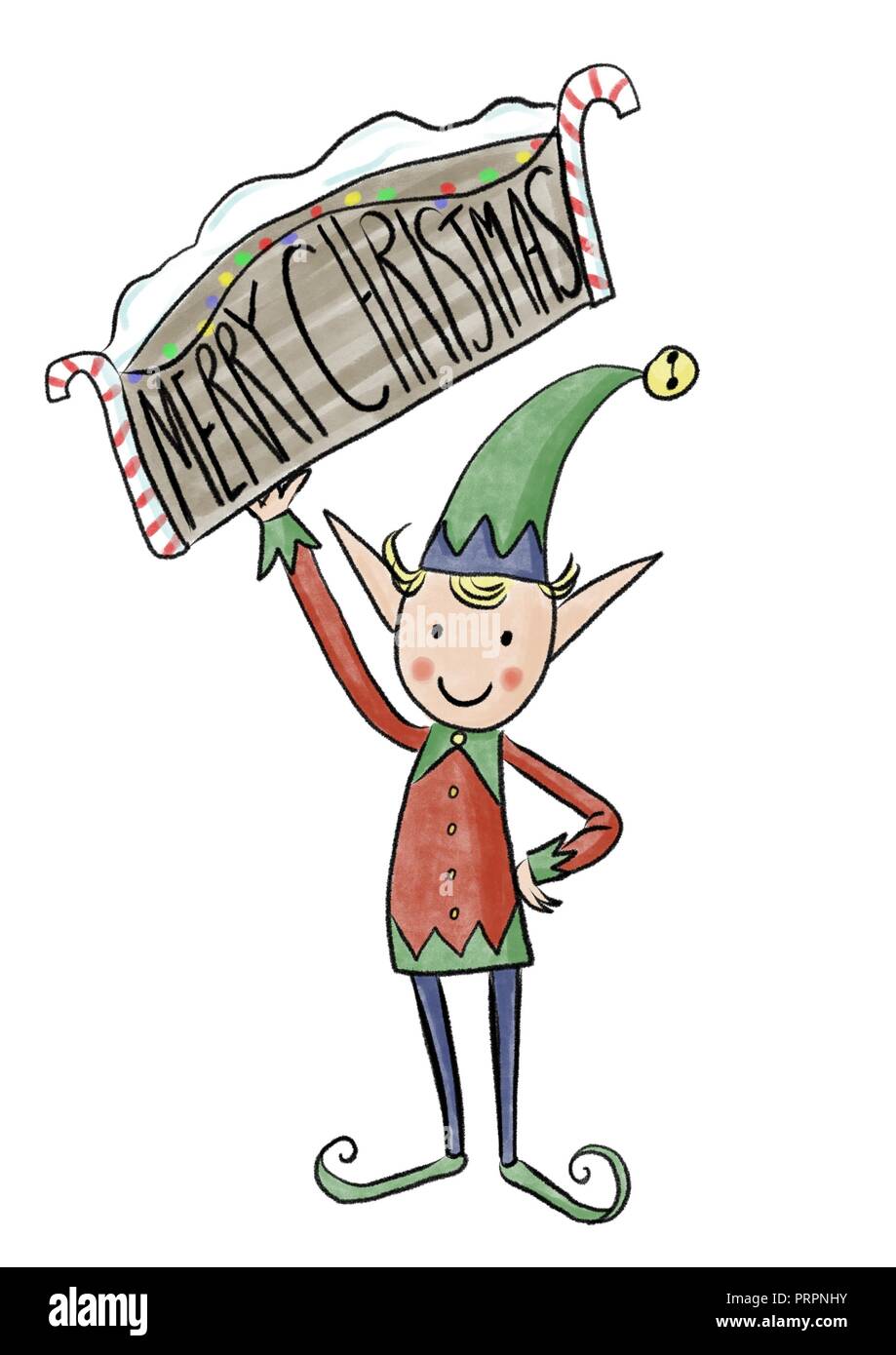 christmas elf illustration Stock Photo - Alamy