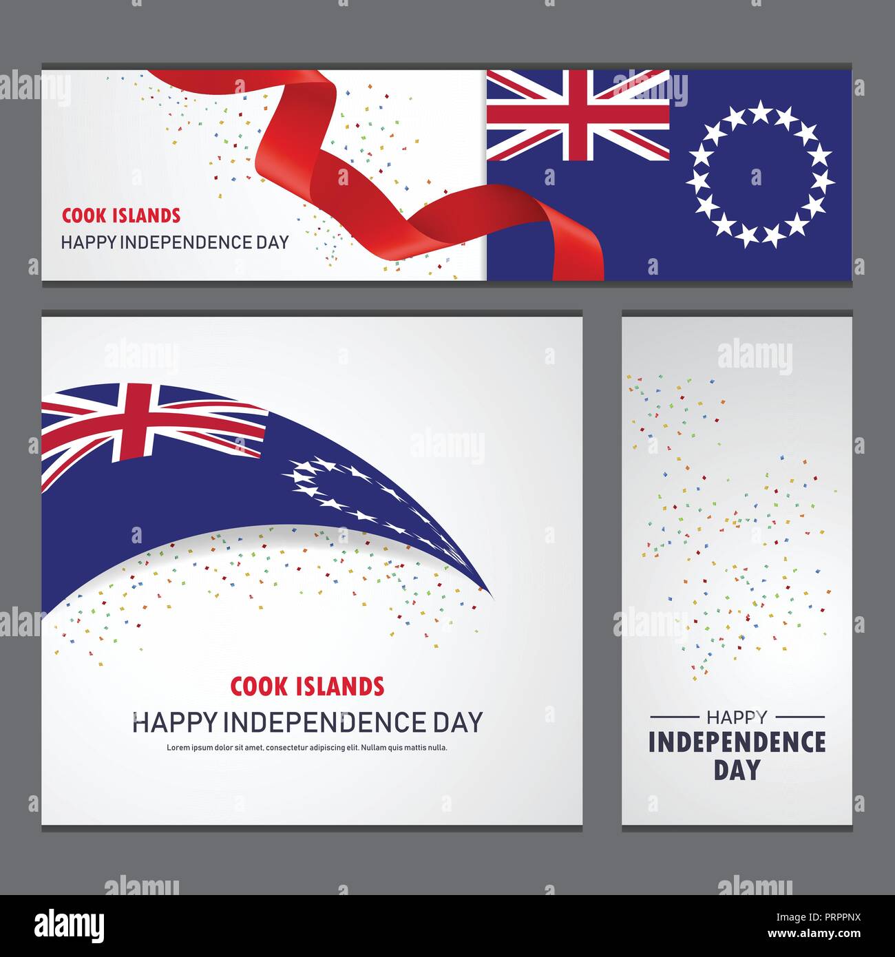 Happy Cook Islands independence day Banner and Background Set Stock ...