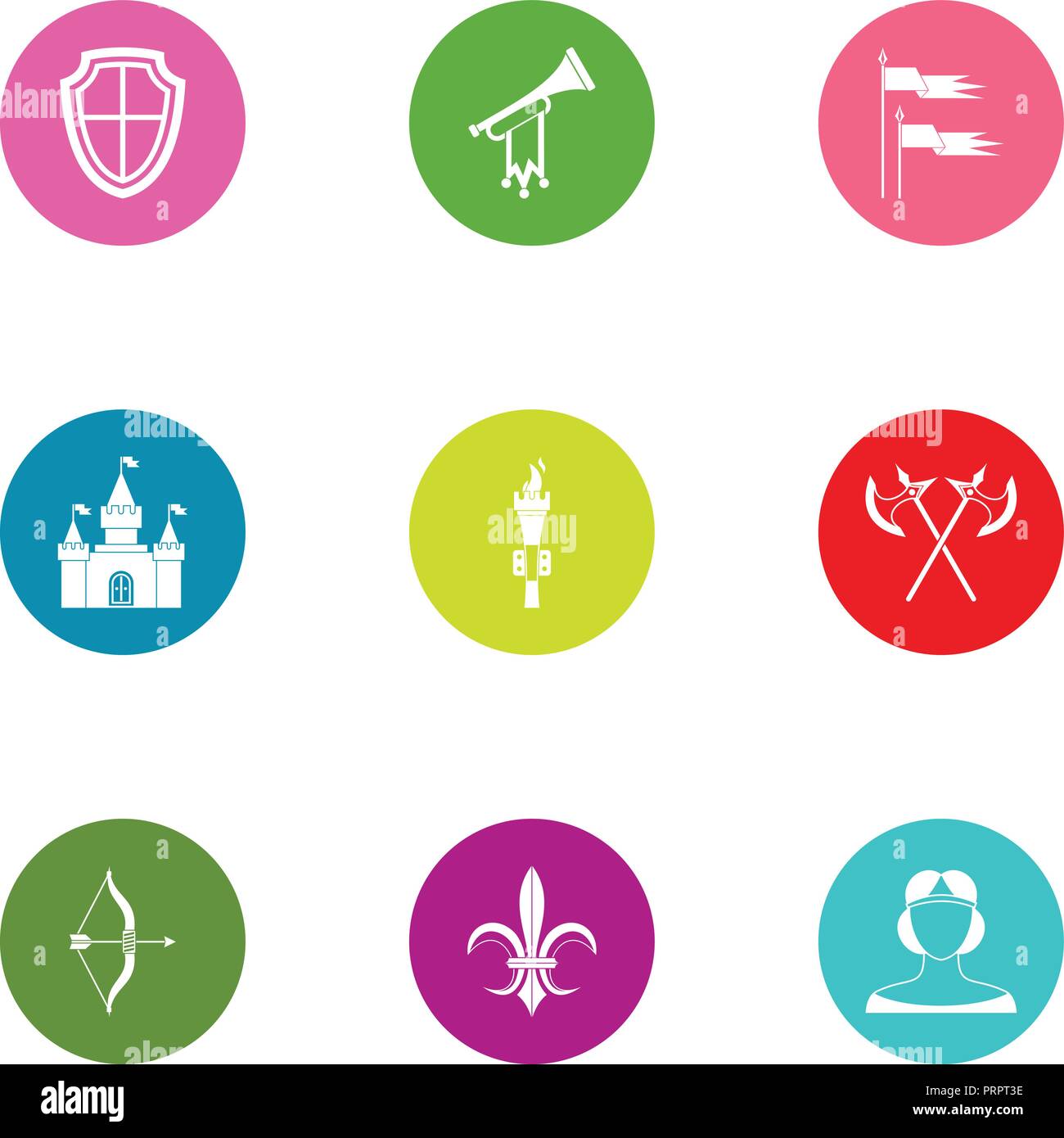 Dark age icons set, flat style Stock Vector Image & Art - Alamy