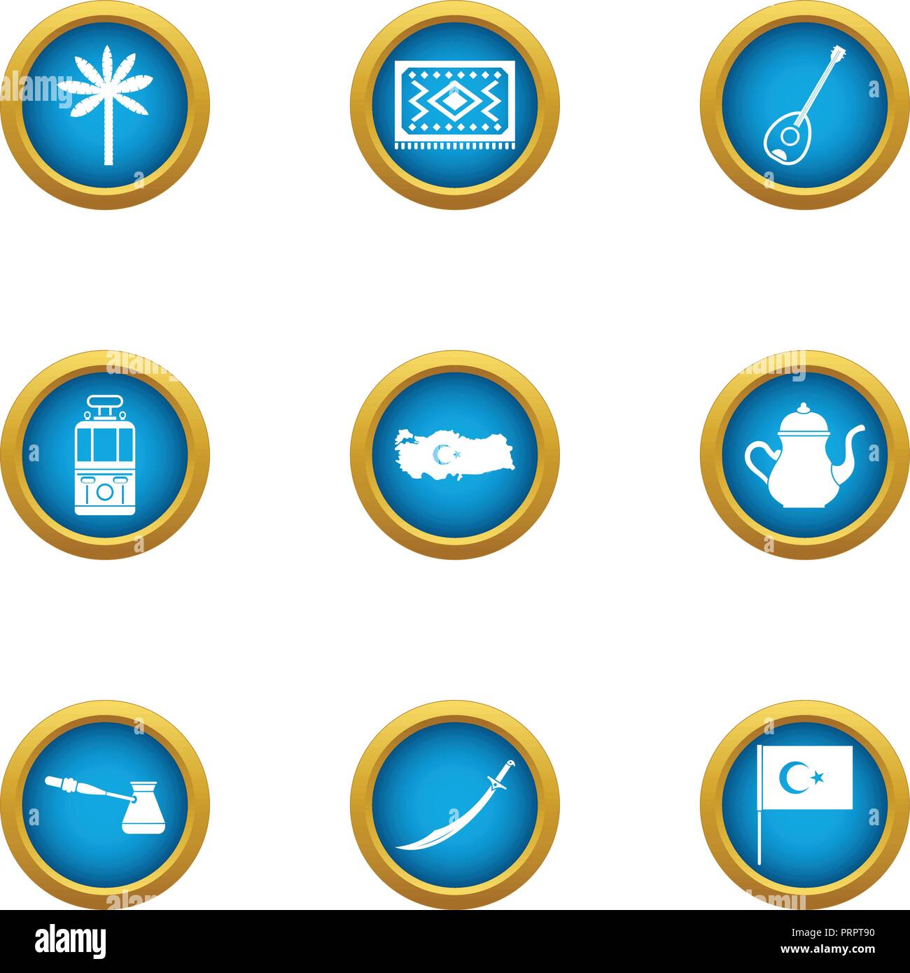 Turkish stereotype icons set, flat style Stock Vector Image & Art - Alamy
