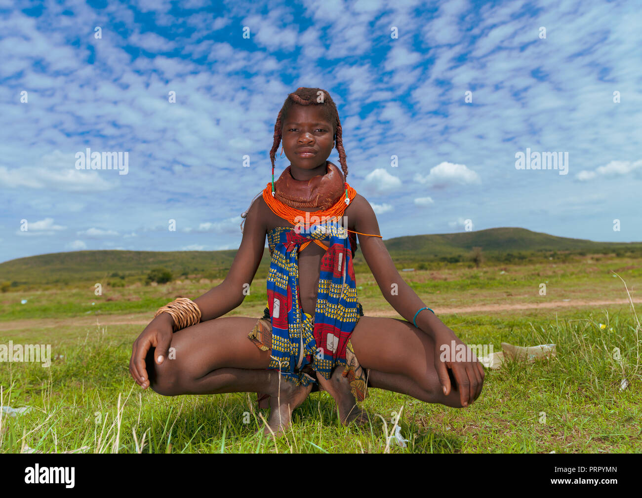 Portrait of a Mumuhuila tribe girl, Huila Province, Chibia, Angola ...
