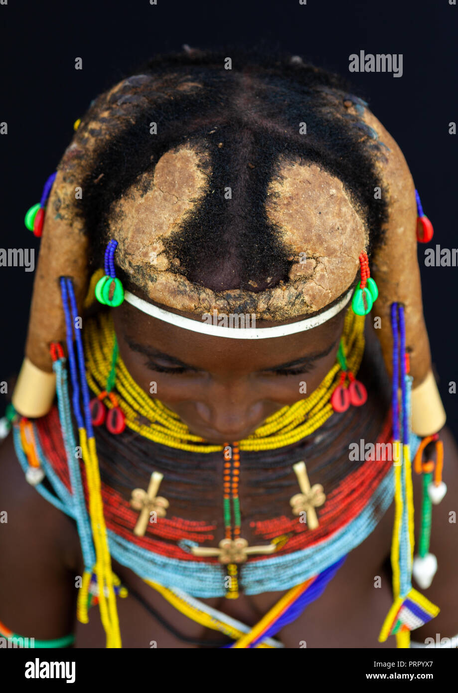 Portrait of a Mumuhuila tribe woman, Huila Province, Chibia, Angola ...