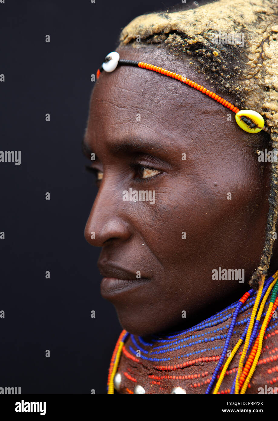 Portrait of a Mumuhuila tribe woman, Huila Province, Chibia, Angola ...