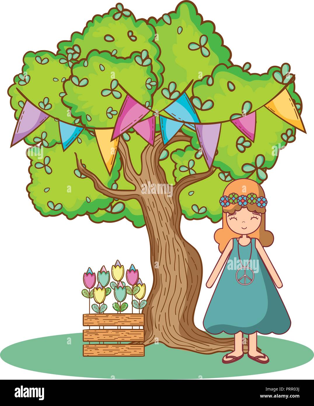 Hippie girl cartoon Stock Vector Image & Art - Alamy