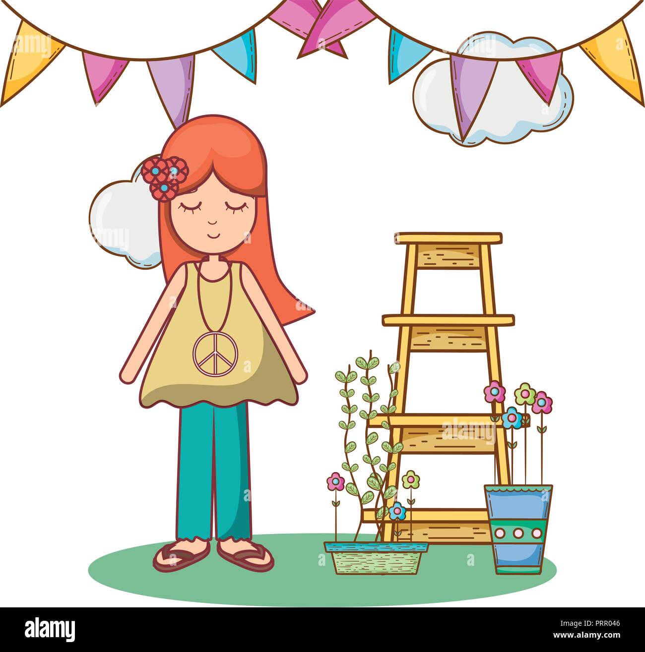 Hippie girl cartoon Stock Vector Image & Art - Alamy