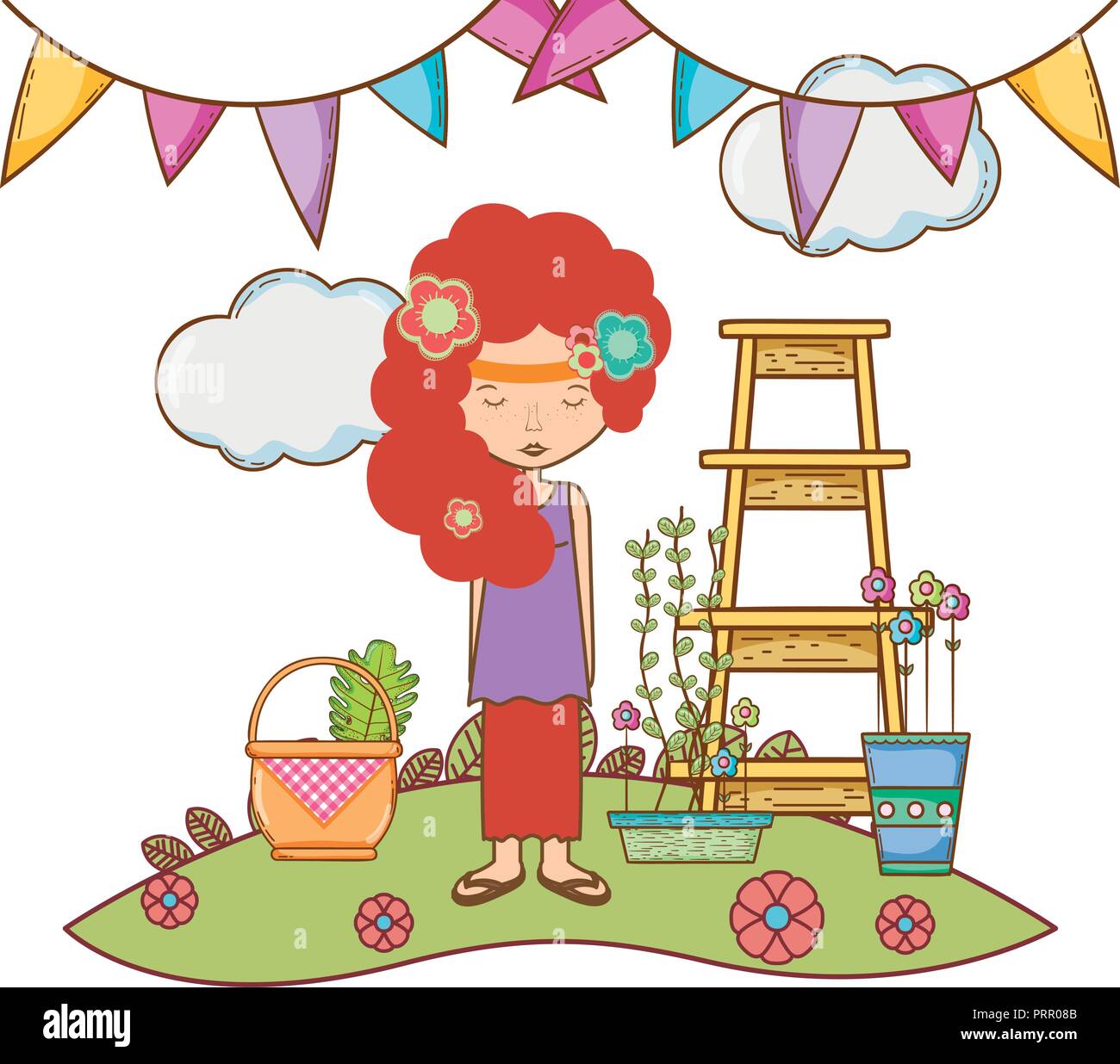 Hippie girl cartoon Stock Vector Image & Art - Alamy