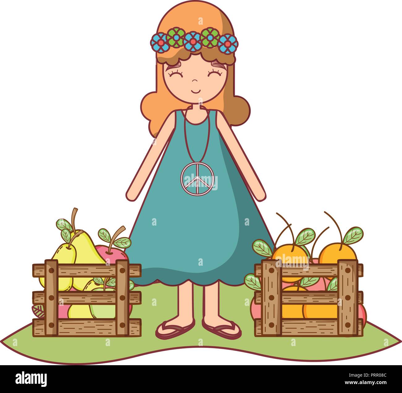 Hippie girl cartoon Stock Vector Image & Art - Alamy