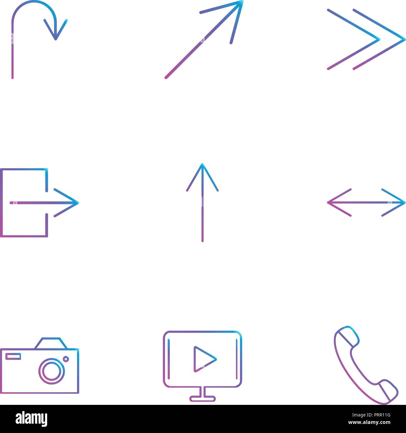 play , camera , call , arrows , directions , avatar , download , upload ...