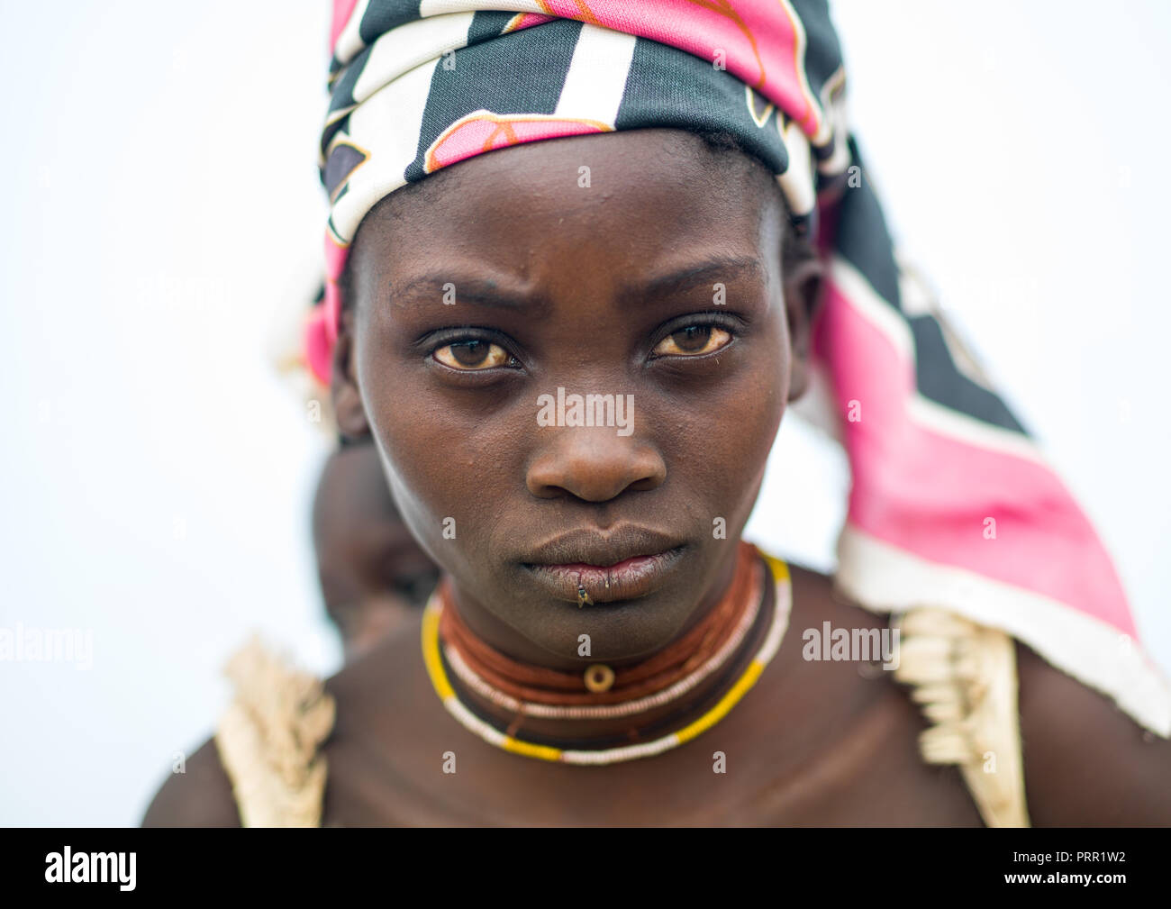 Portrait of a Mucubal tribe woman, Namibe Province, Virei, Angola Stock ...