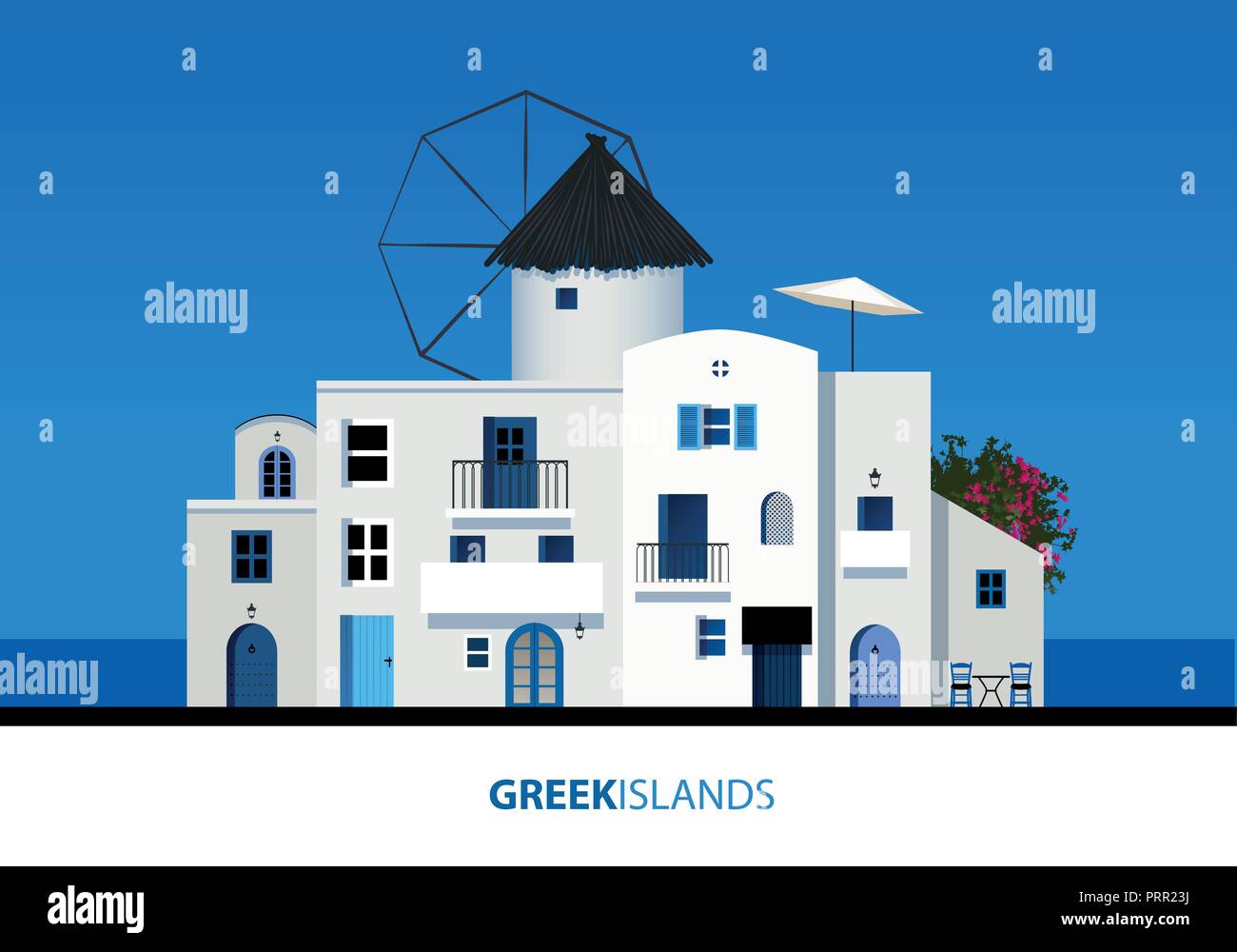 Greek Islands. View of typical greek island architecture on blue sky ...