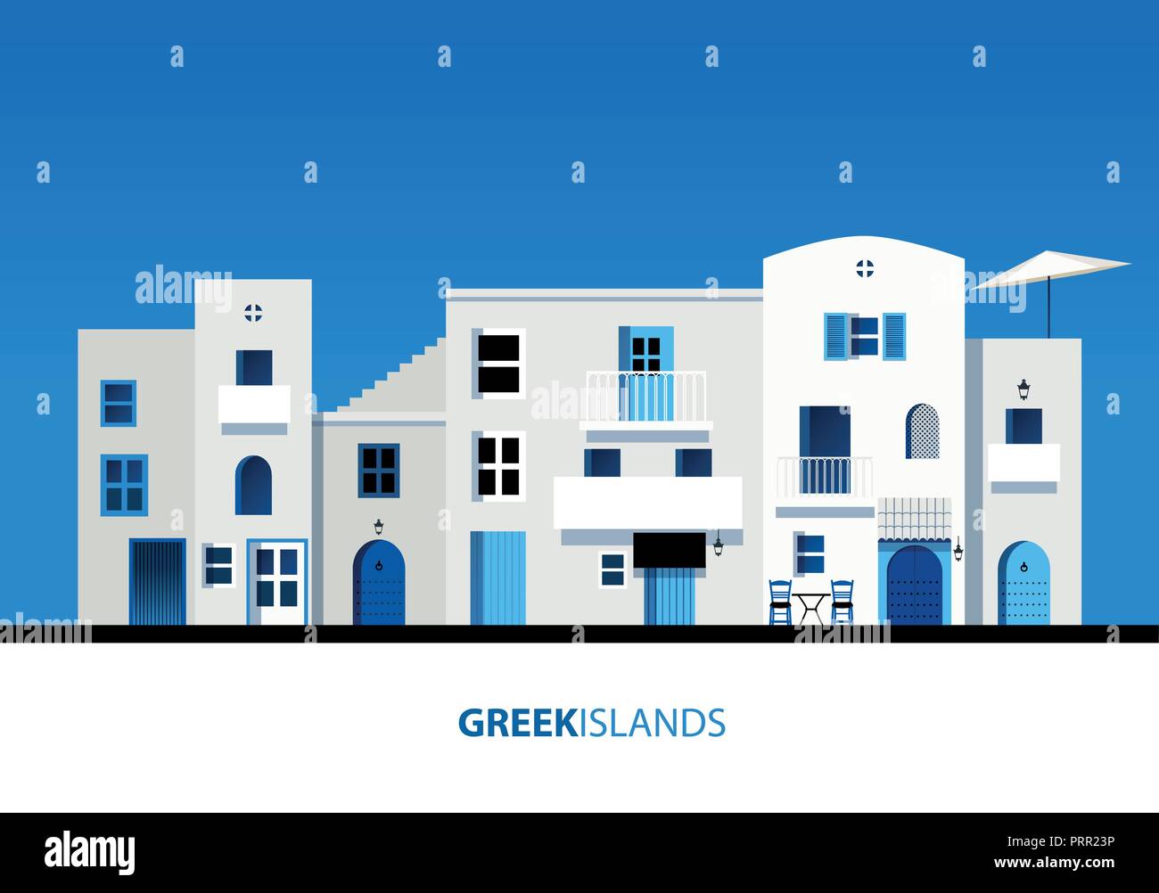 Greek Islands. View of typical greek island architecture on blue sky ...