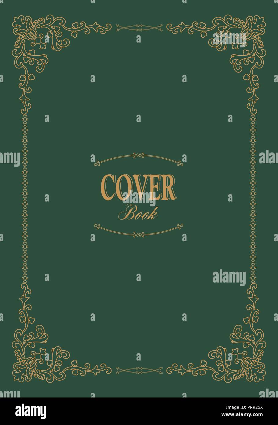 Book cover with retro ornamental gold frame. Vector Illustration Stock ...