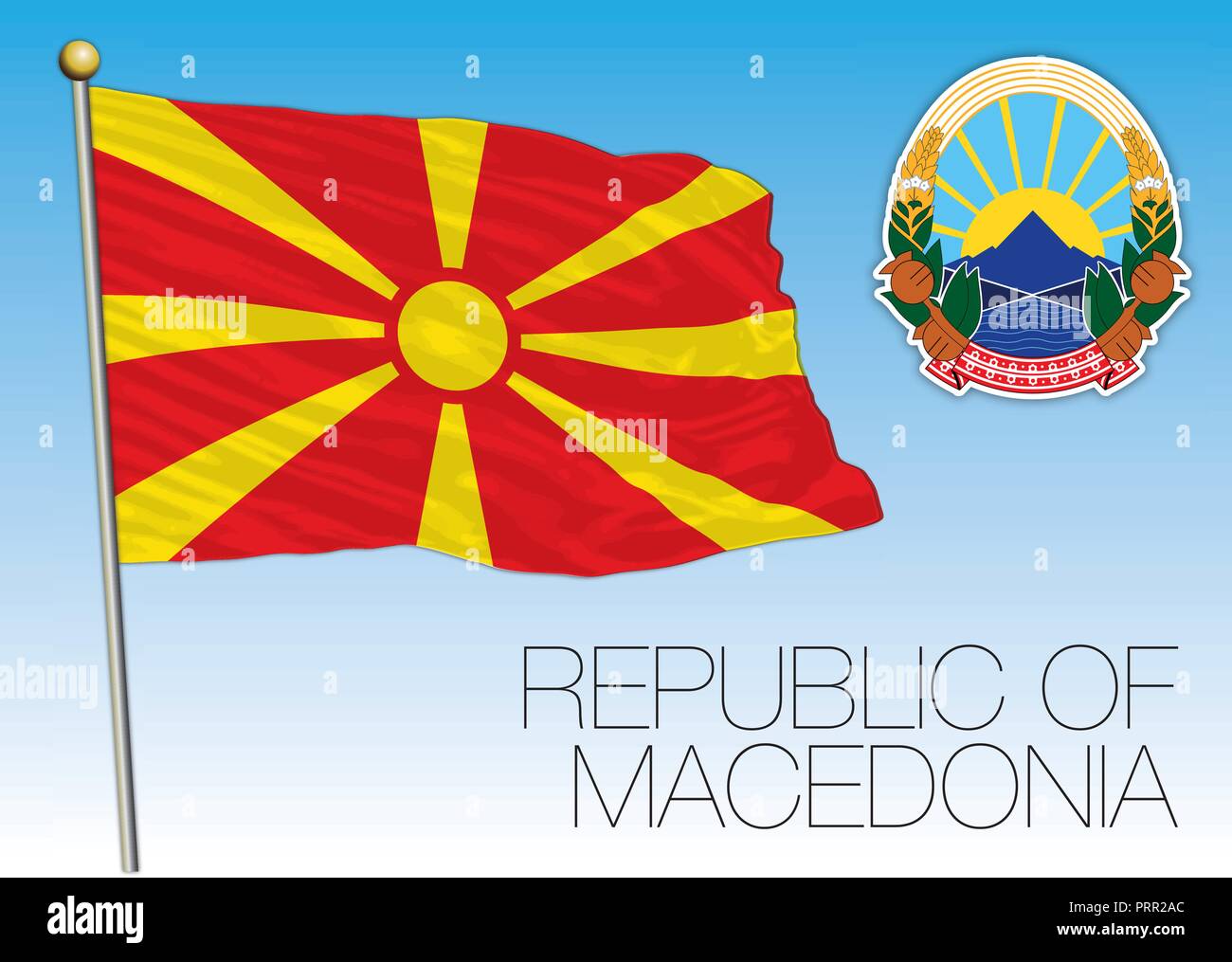 Macedonia FYROM official flag, vector illustration Stock Vector Image ...