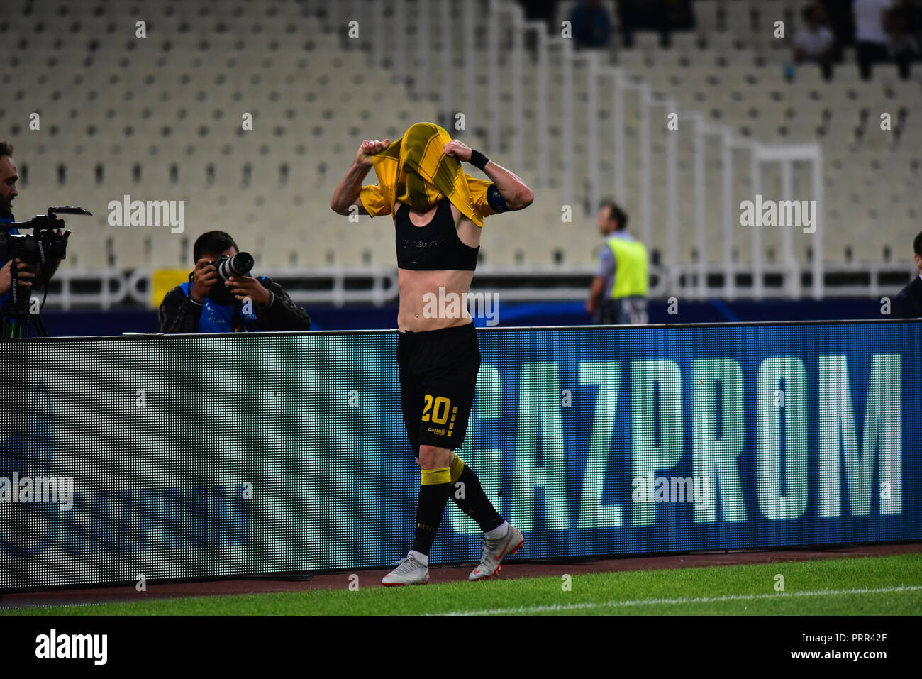 Athens, Greece. 02nd Oct, 2018. Reaction of Petros Mantalos (no 20) of ...