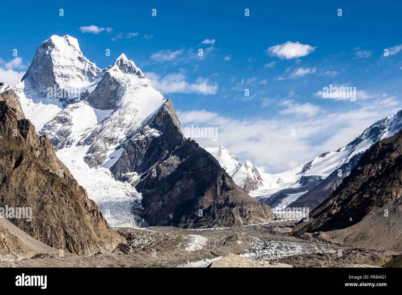 Muztagh tower, Younghusband glacier and Biange glacier, from Baltoro ...