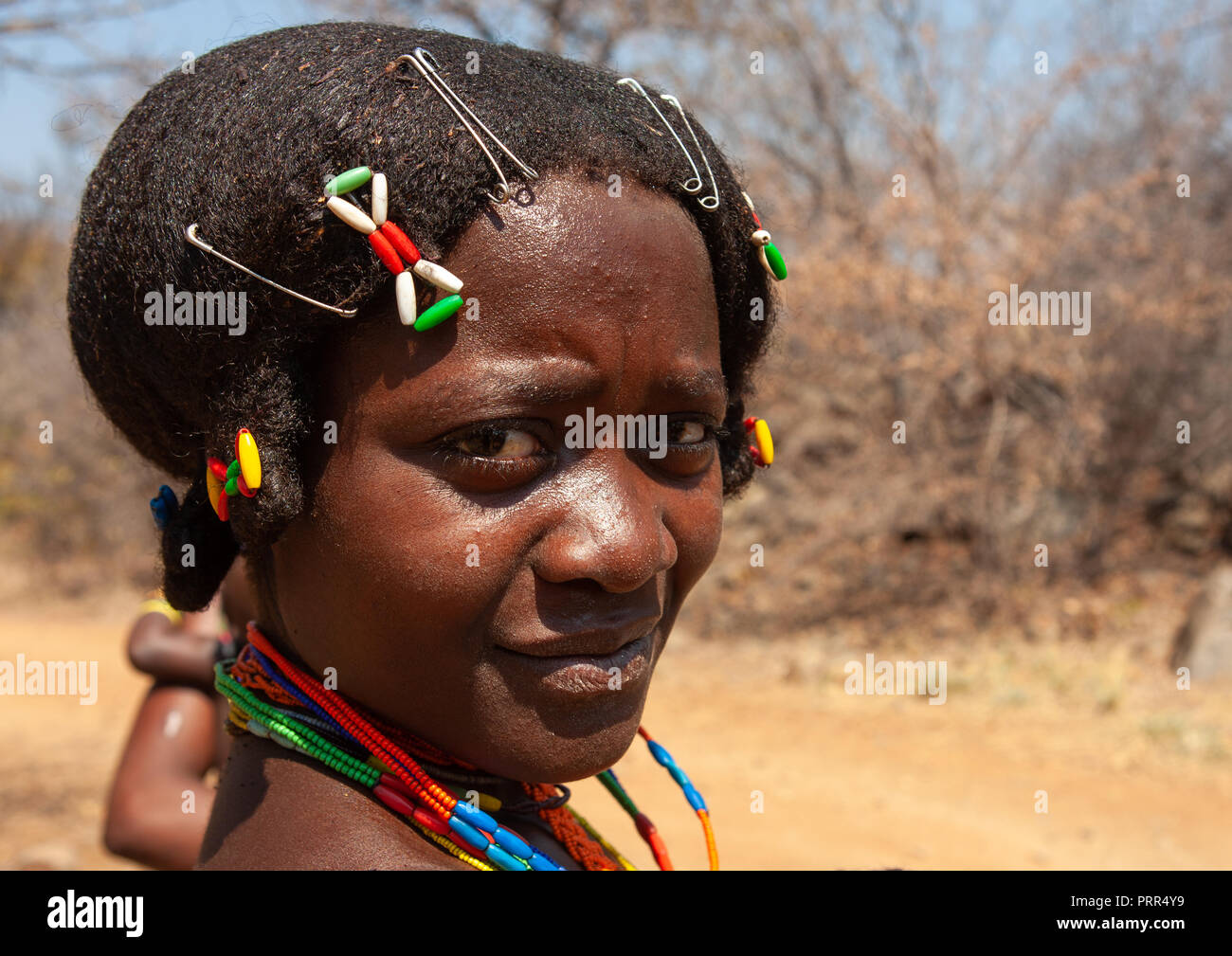 Portrait of a Mudimba tribe woman, Cunene Province, Kuroca, Angola ...