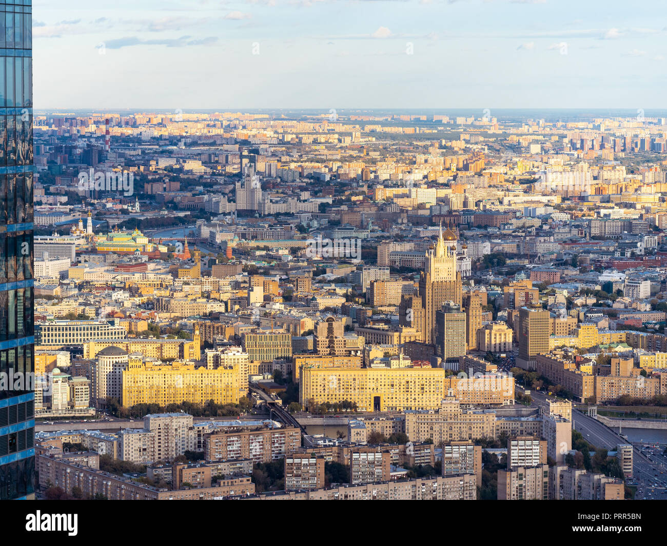 aerial view of center of Moscow with Kremlin from observation deck High ...