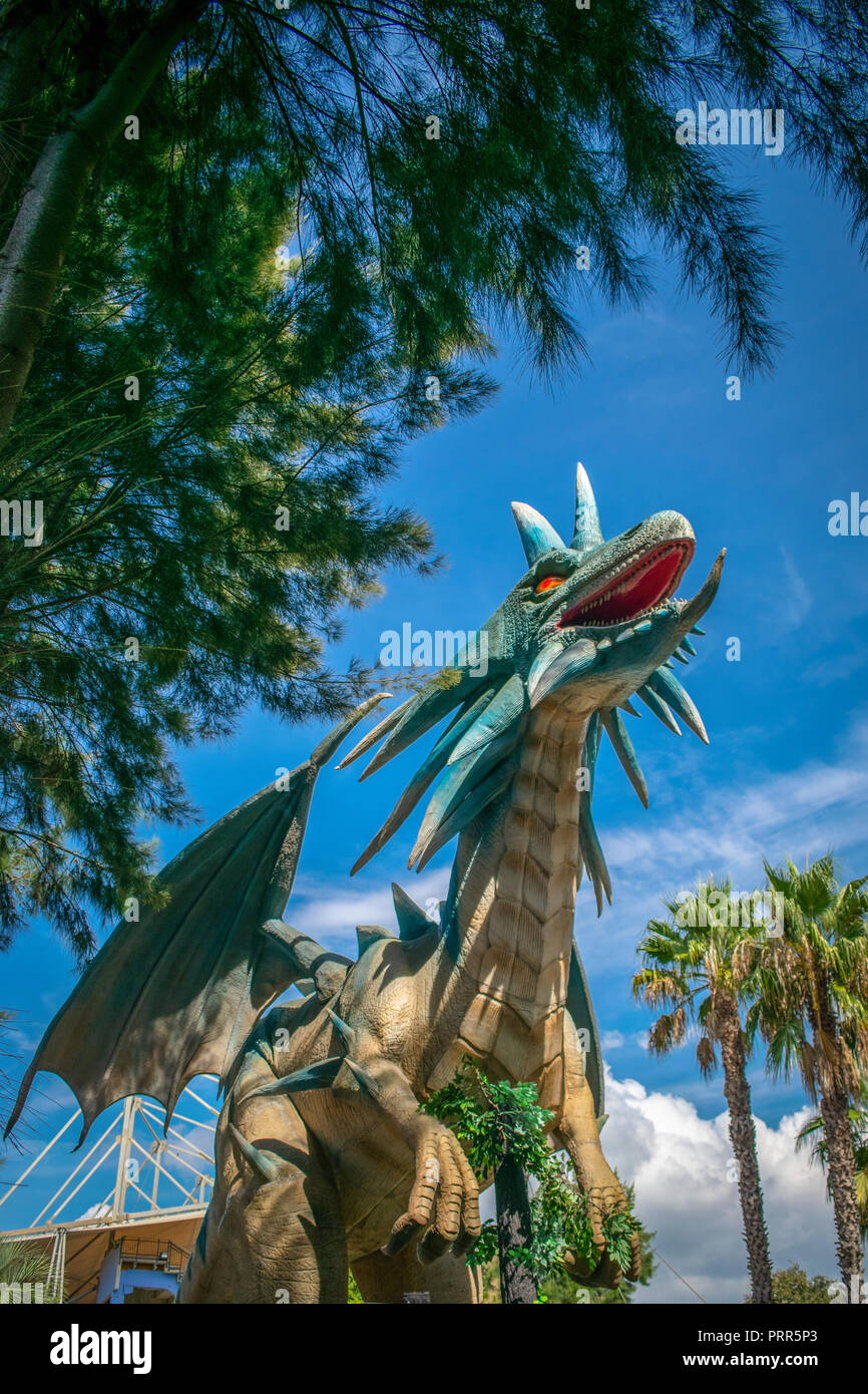 Angry blue dragon model Stock Photo - Alamy