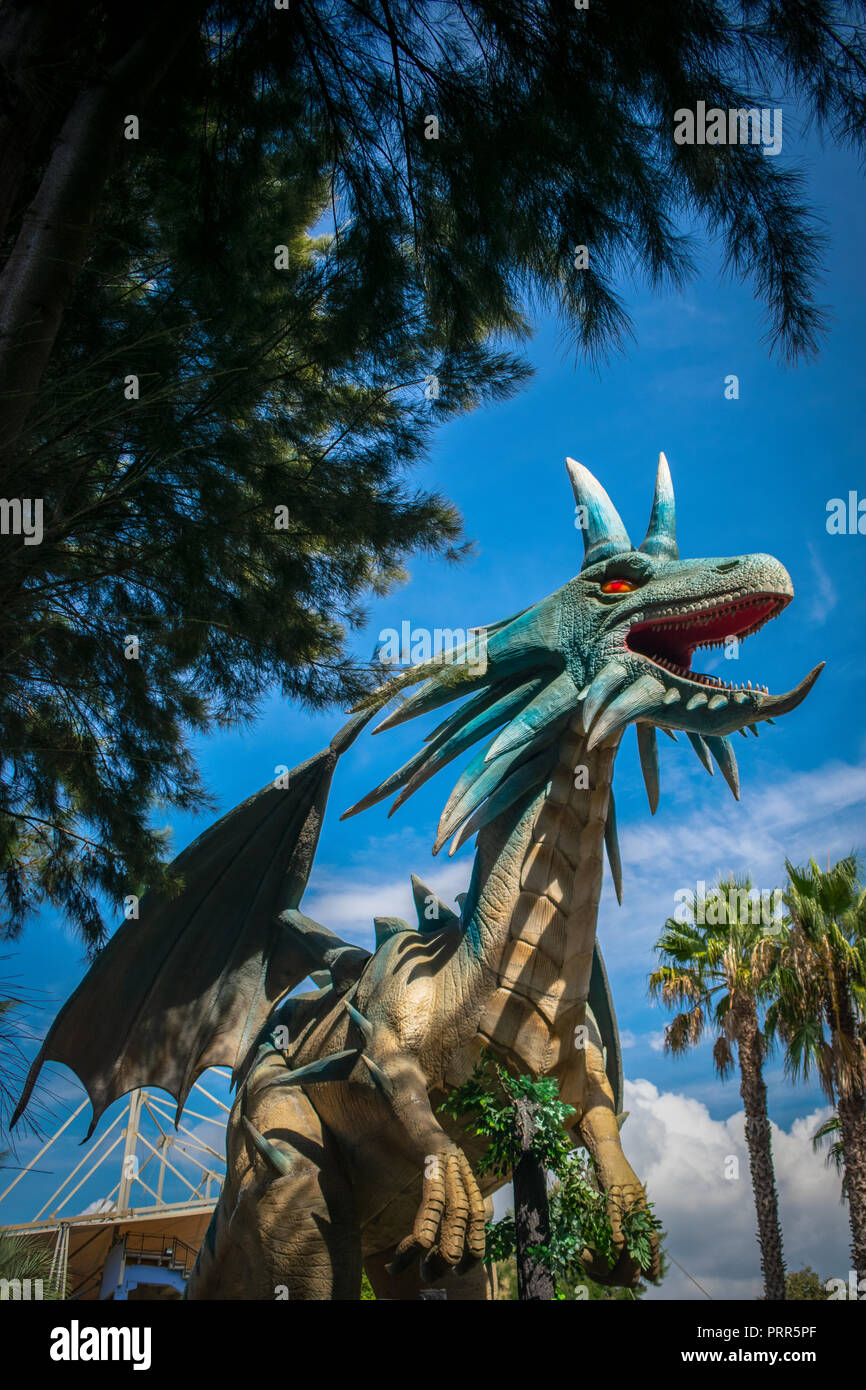 Angry blue dragon model Stock Photo - Alamy