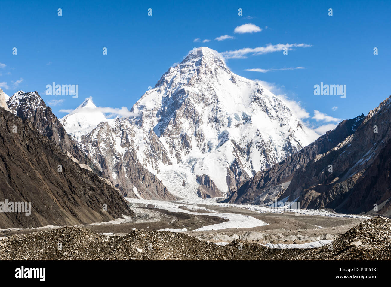 K2 mountain, Angelus peak and Godwin-Austen glacier from Concordia ...