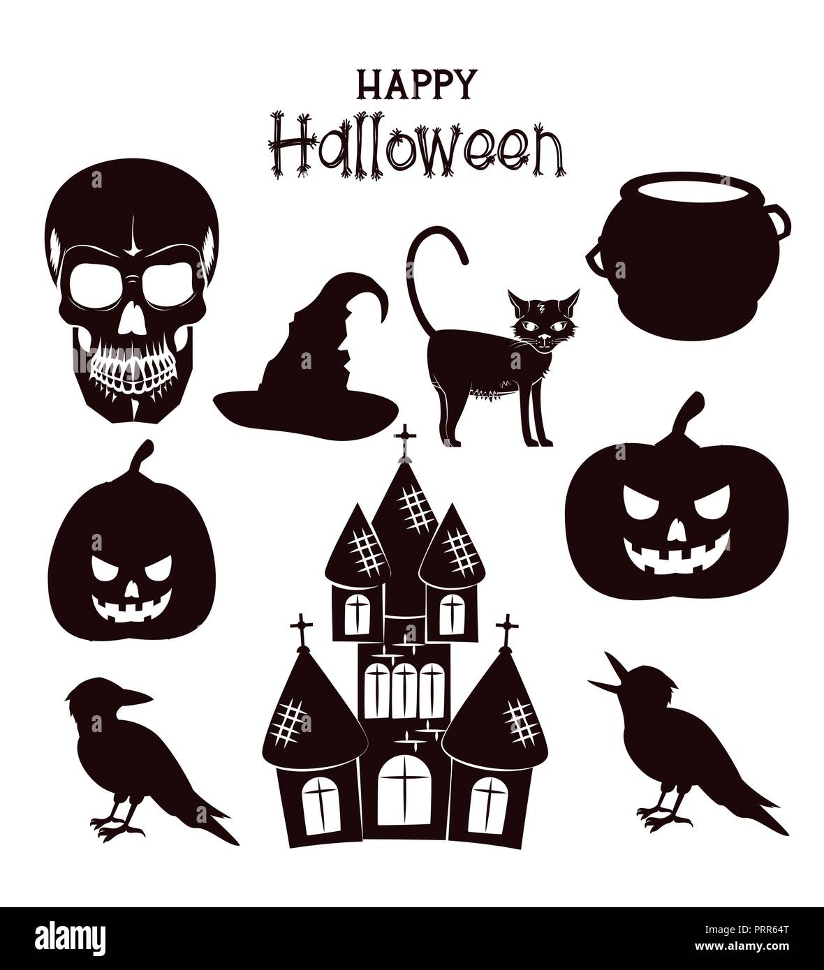 Happy halloween cartoons Stock Vector Image & Art - Alamy