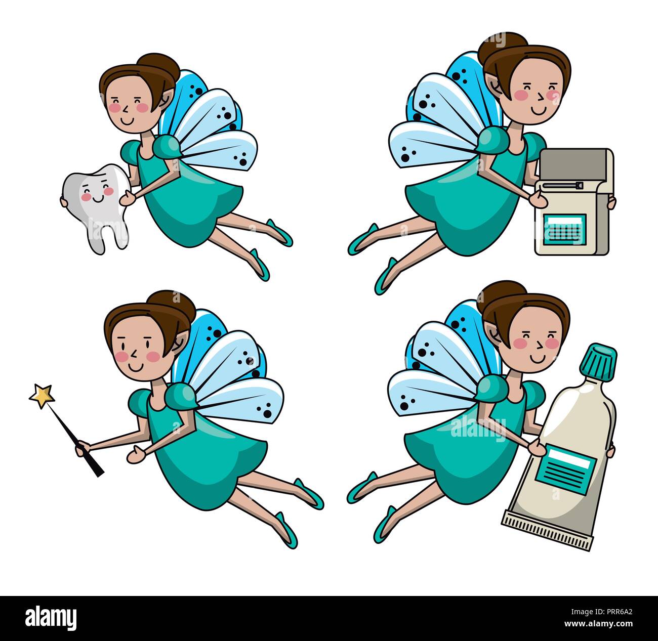 Set of tooth fairy cartoons Stock Vector Image & Art - Alamy