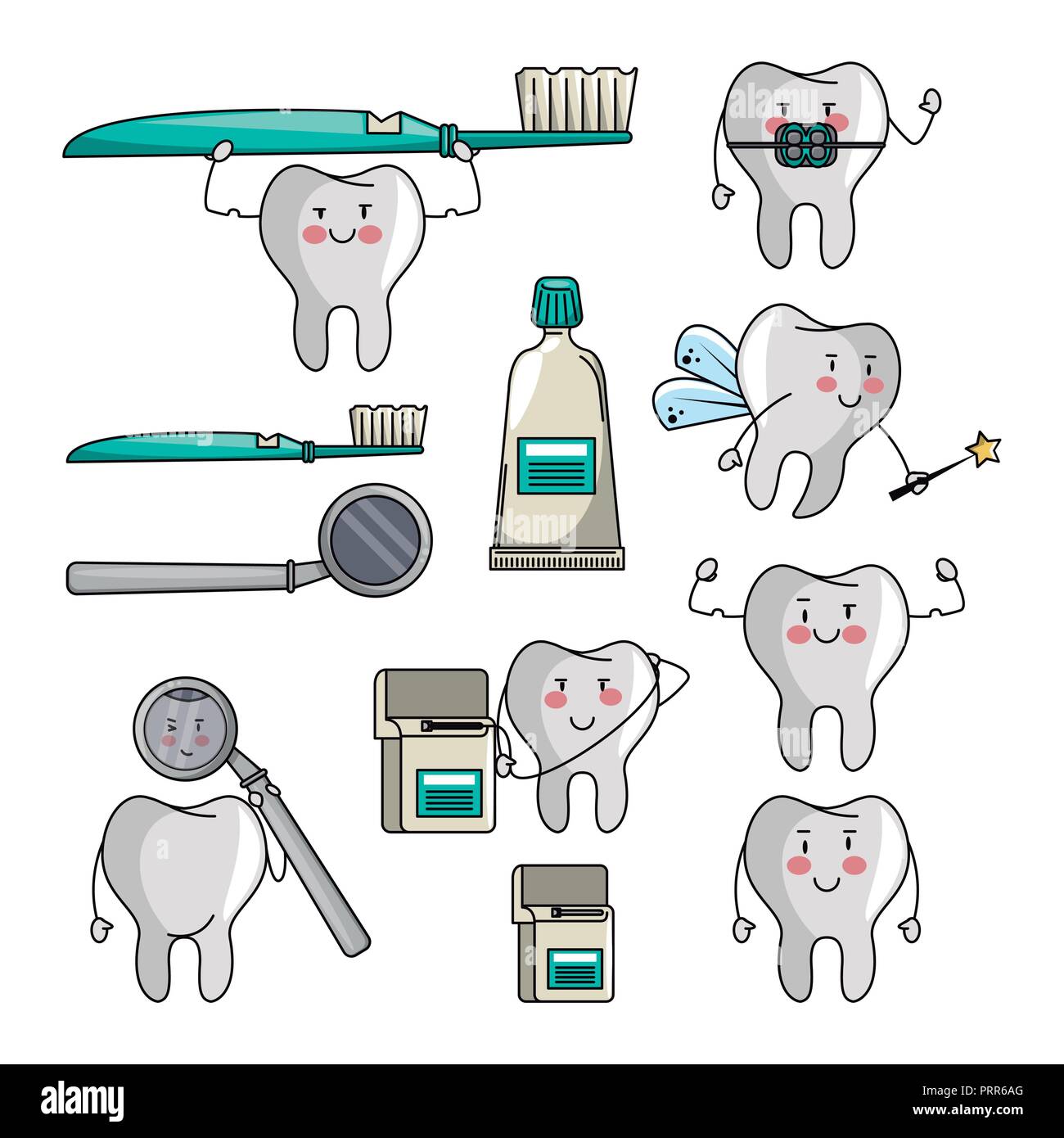 Set of tooth cartoons Stock Vector Image & Art - Alamy