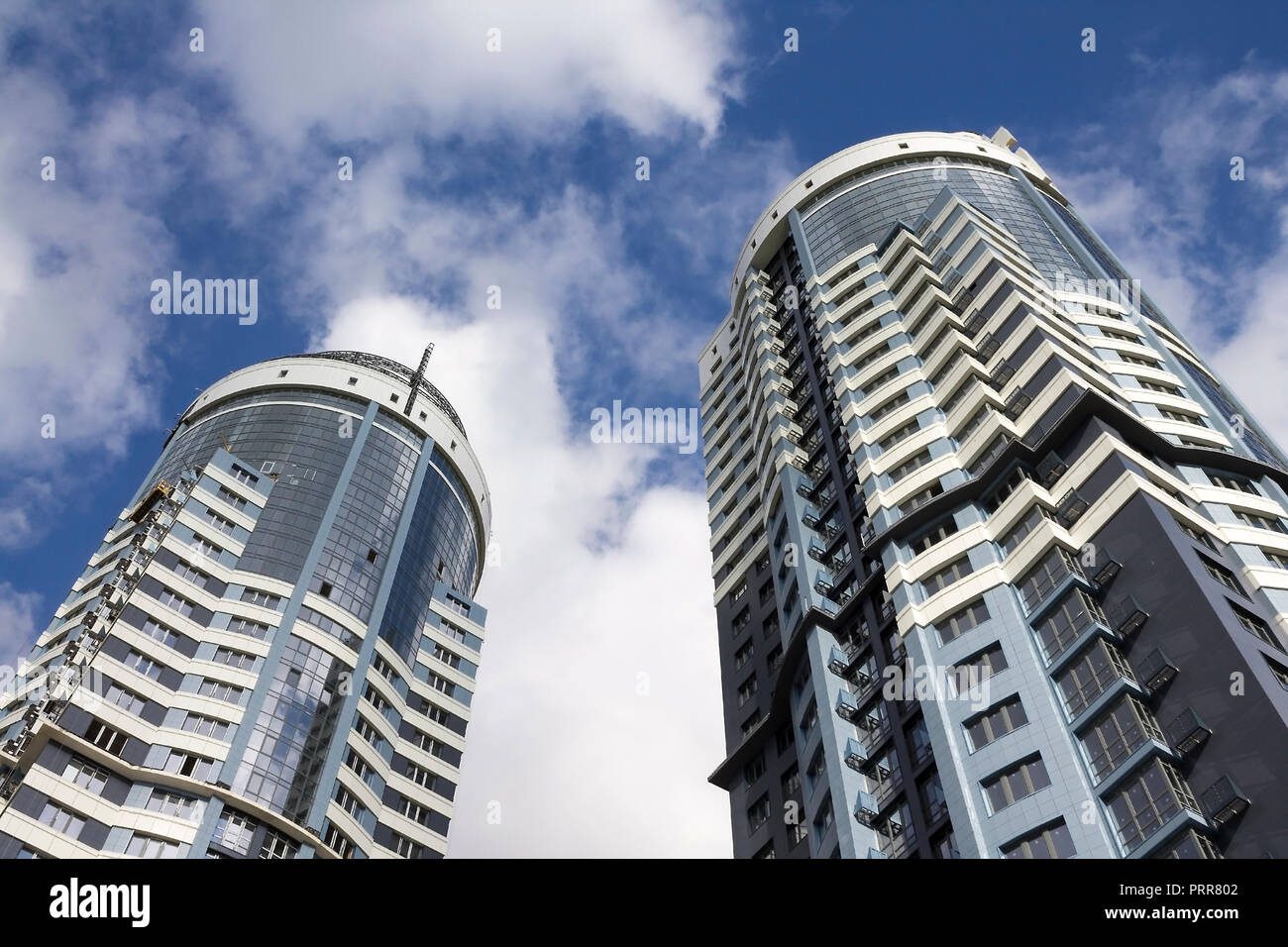 Modern skyscraper perspective ground view on sky background Stock Photo ...