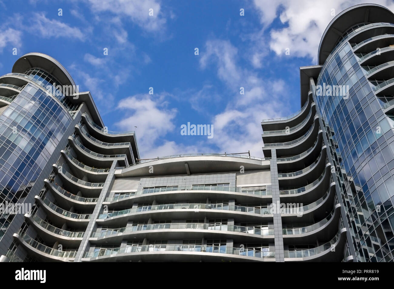 Modern skyscraper perspective ground view on sky background Stock Photo ...