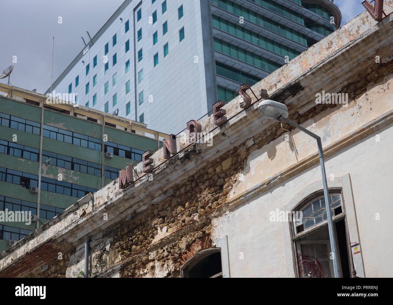 Old colonial building in front of skyscrapers, Luanda Province, Luanda ...