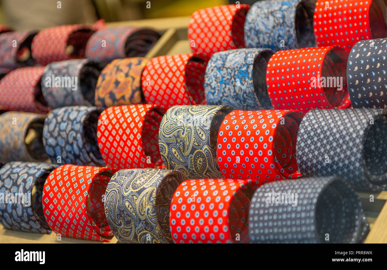 display of ties in a Milan store Stock Photo - Alamy