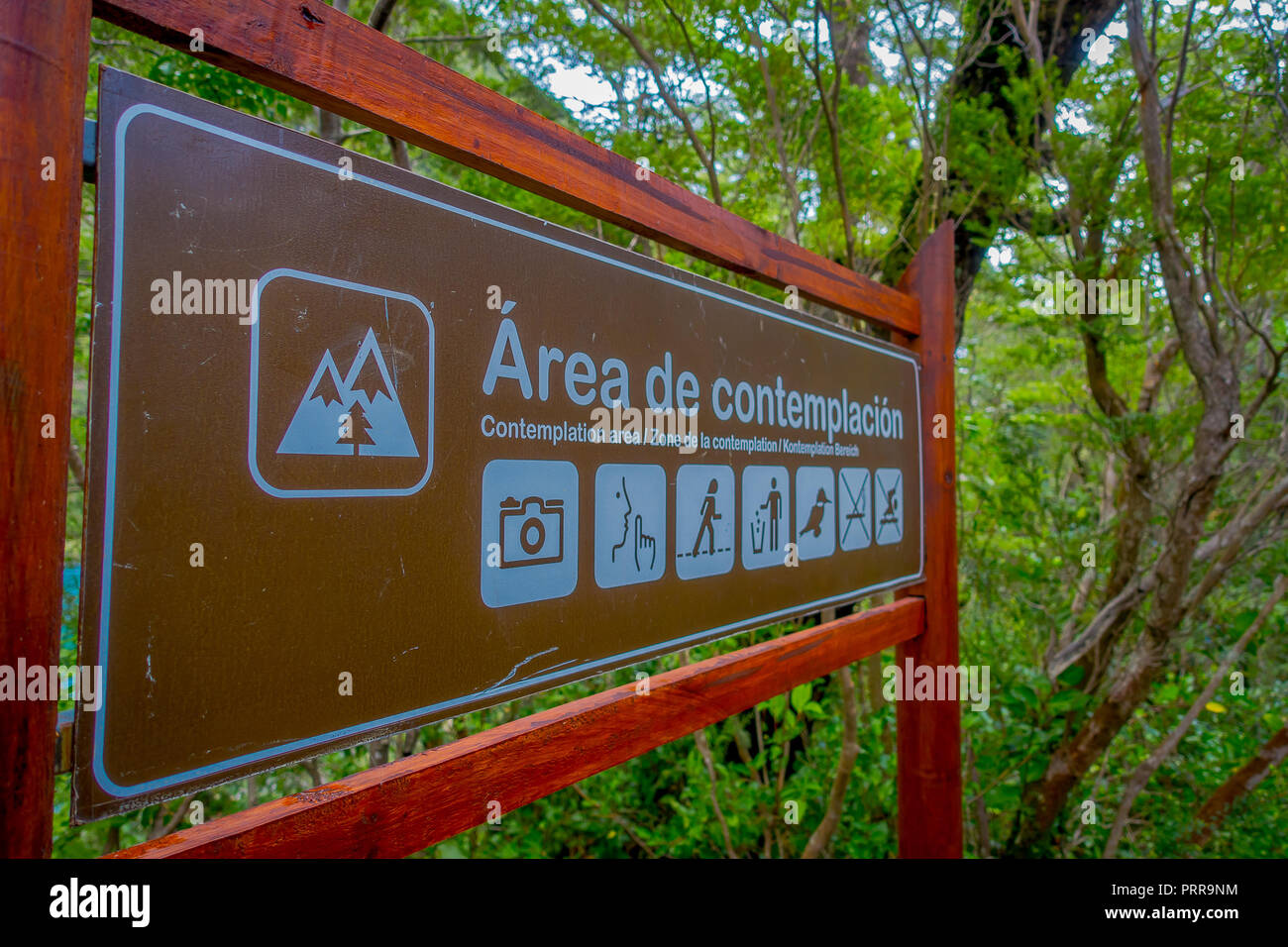 PUERTO VARAS, CHILE, SEPTEMBER, 23, 2018: Outdoor view of informative ...