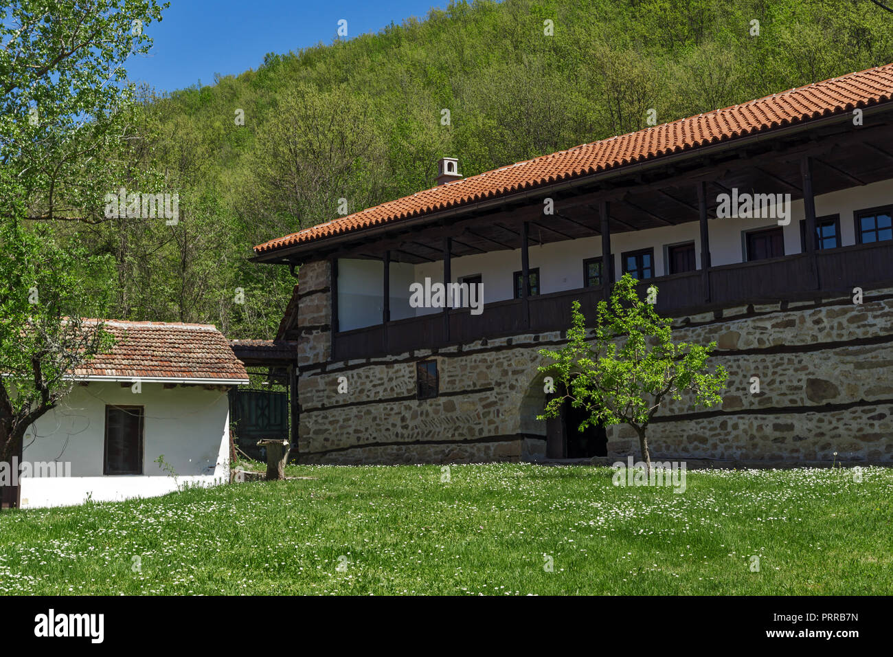 Panoramic view of Medieval Temski monastery St. George, Pirot Region ...