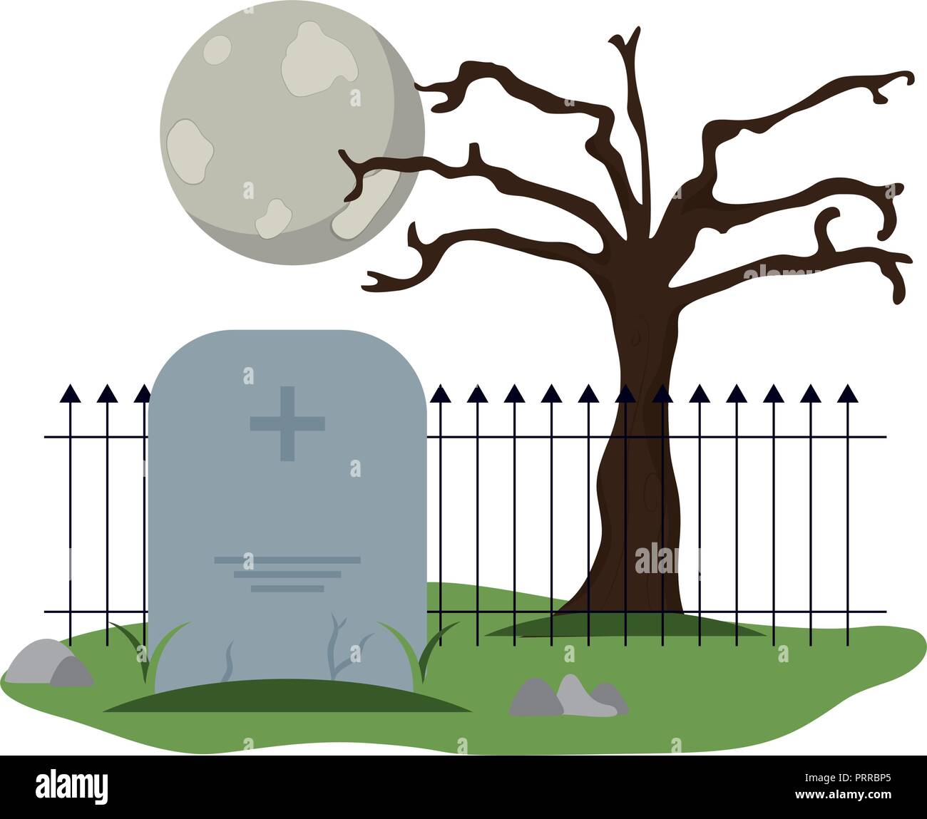 Tombstone cemetery with full moon Stock Vector Image & Art - Alamy