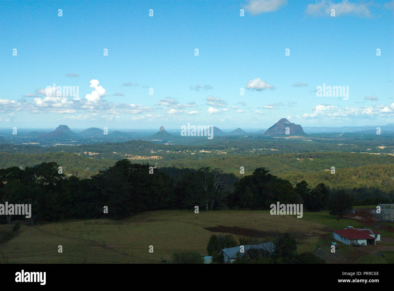 The Glass House Mountains in Beerwah, Queensland, Australia Stock Photo ...