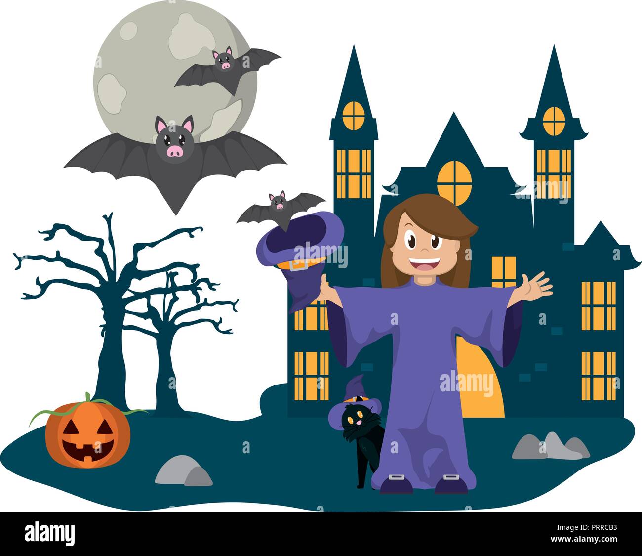 Kid and halloween cartoon Stock Vector Image & Art - Alamy