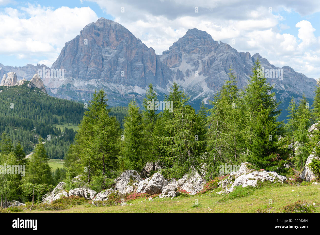 Mountain Scenery of the Italian Dolomites on a summers Afternoon Stock ...